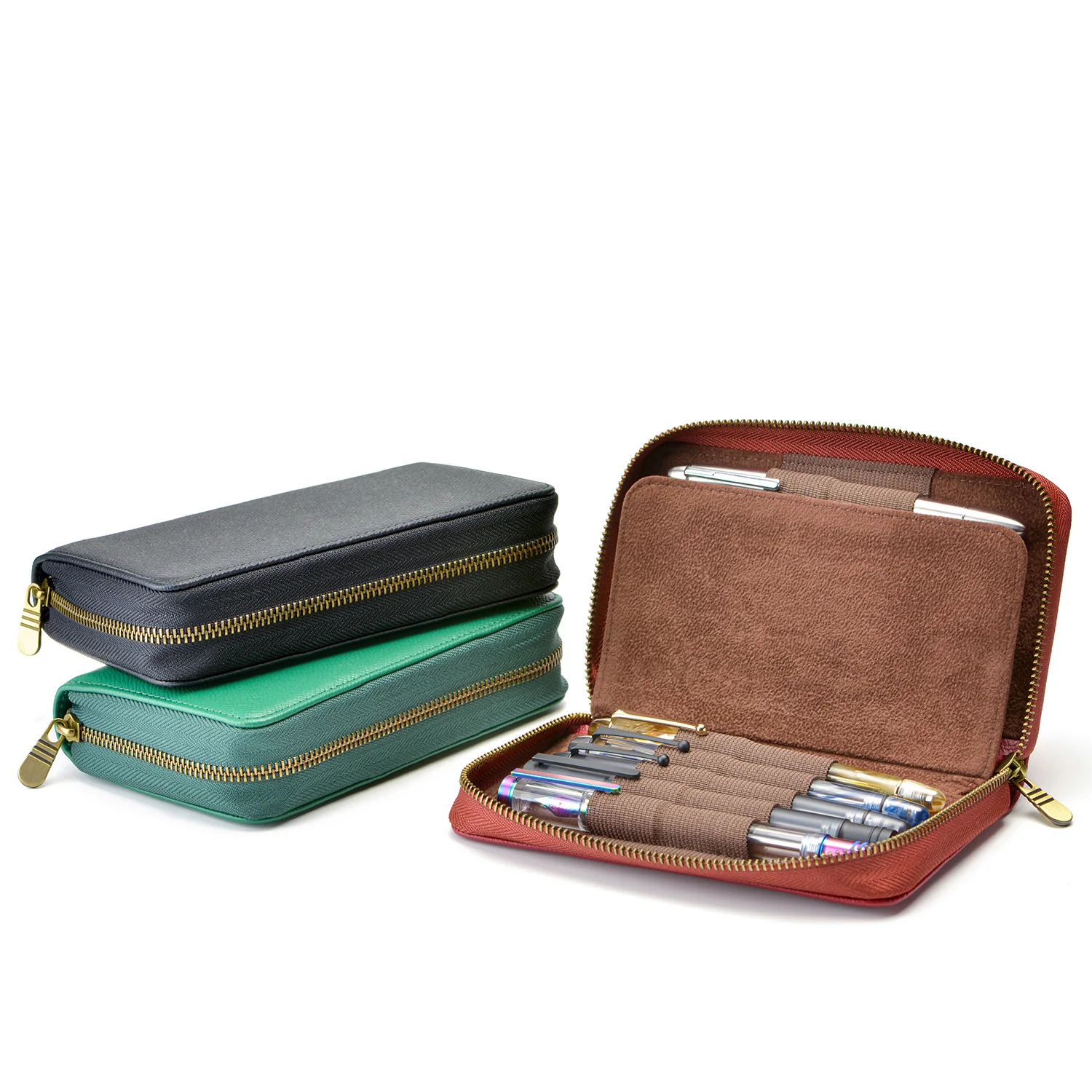 10 Slots Leather Pen Case Holder, Fountain Pen Case Holder Handmade ...