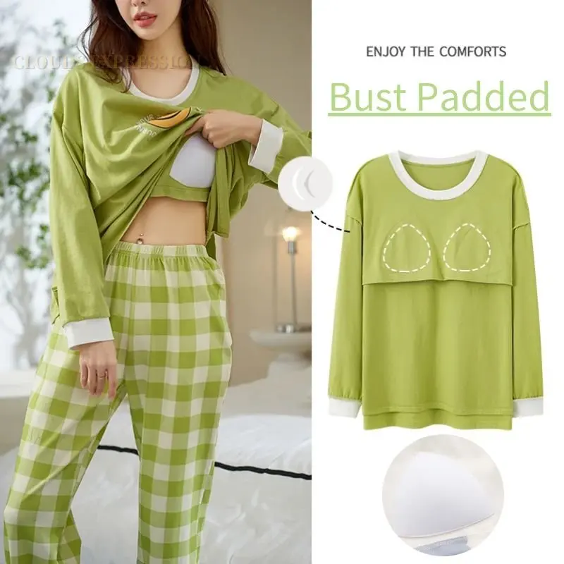 Spring-Autumn-Knitted-Pajama-Sets-Elegant-Women-Pyjamas-Sleepwear-Bust ...