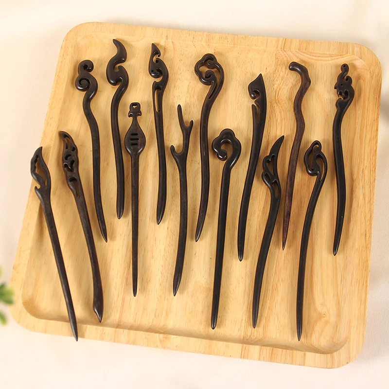Hair Clips Wooden Hairpins Natural Black Sandalwood Women Girls Hair ...