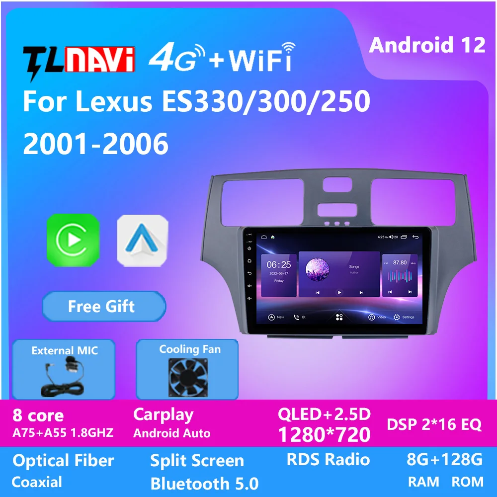 8/128g Android 12 For Lexus Es300 Es330 Xv30 Es250 2001 - 2006 Wireless ...