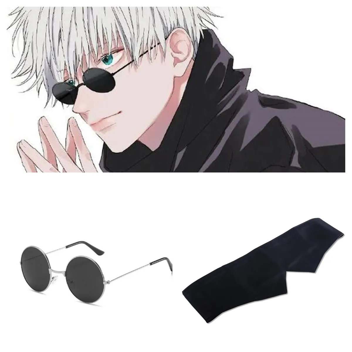 ACE Anime Jujutsu Kaisen Gojo Satoru Cosplay Props Black Glasses ...