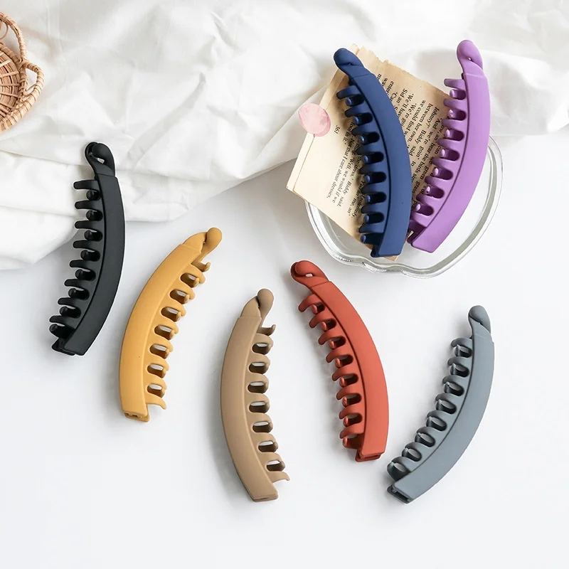 AISHG-Simple-Style-Claw-Clip-Frosted-Color-One-word-Clip-Banana ...