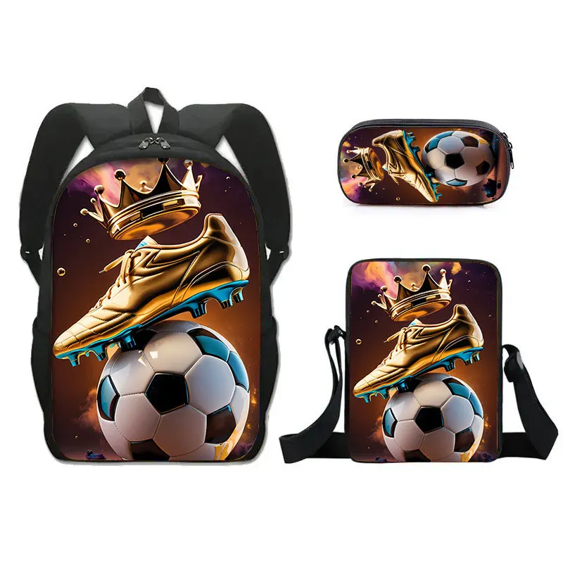 Cool-Golden-Soccer-with-Crown-Print-Backpack-Women-Men-Football-Sport ...