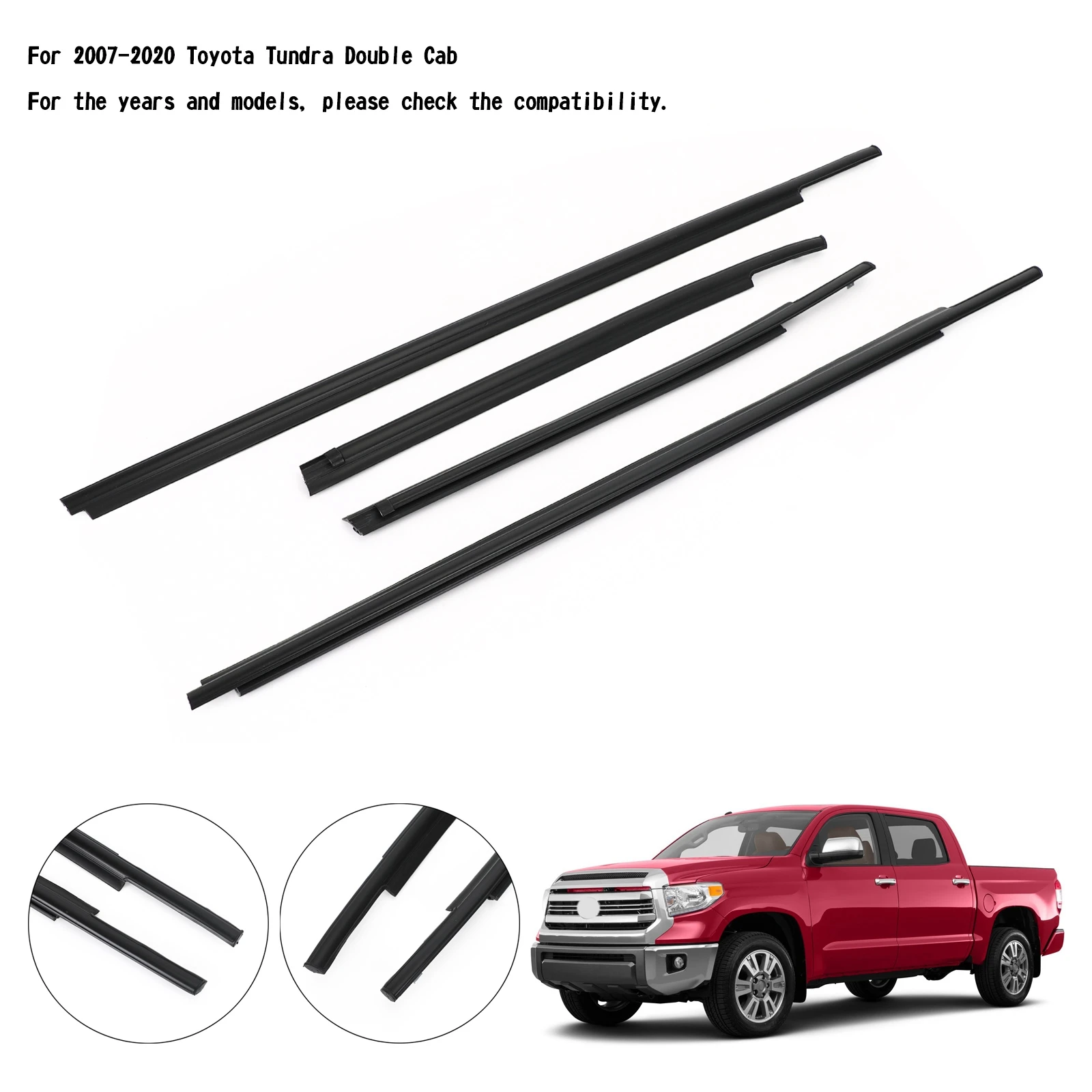 4x-Car-Window-Weatherstrip-Seal-Belt-Moulding-for-Toyota-Tundra-Double ...