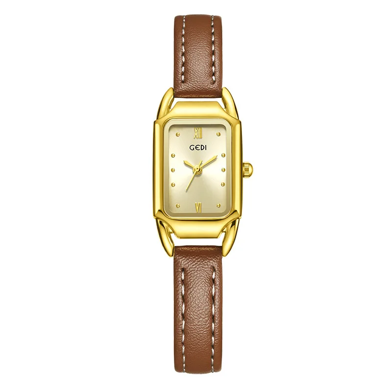 Fashion GEDI Top Brand Woman Golden Rectanglar Waterproof Hand Clocks ...