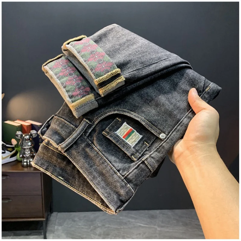 2024-New-Fashion-Jeans-Men-s-Printed-Design-Street-All-Match-Casual ...