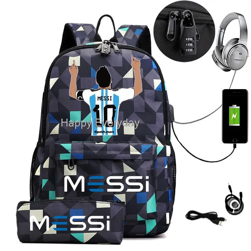 Football-Super-Stars-Messi-Backpack-USB-An-ti-Lock-Teens-School-Book ...