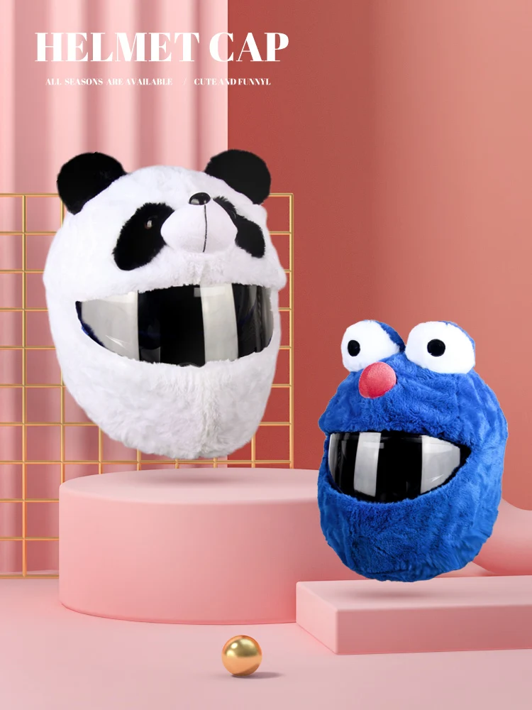 Helmet Protection Headgear Cover Cartoon Fluffy Plush Set For ...