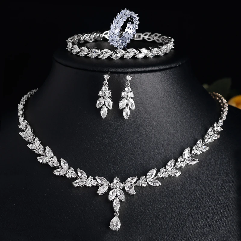 Luxury-Brilliant-Cubic-Zirconia-Leaf-Necklace-Earring-Ring-Bracelets ...