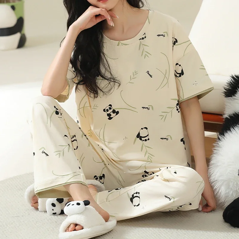 Cotton-Cute-Panda-Print-Pajamas-for-Women-With-Chest-Pads-Women-Pajama ...