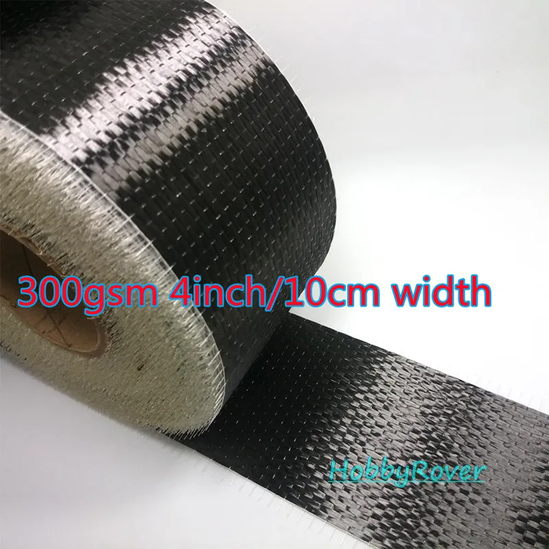 12k 300gsm Carbon Fiber UD Uni-directional Cloth Fabric 4"/10cm width ...
