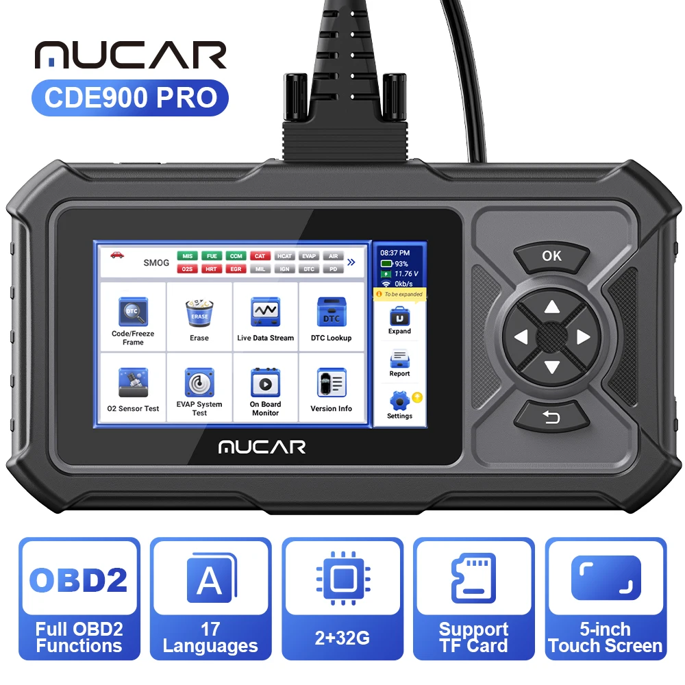 MUCAR CDE900 PRO OBD2 Diagnostic Tool With 4 System Diagnostics ECM TCM ...