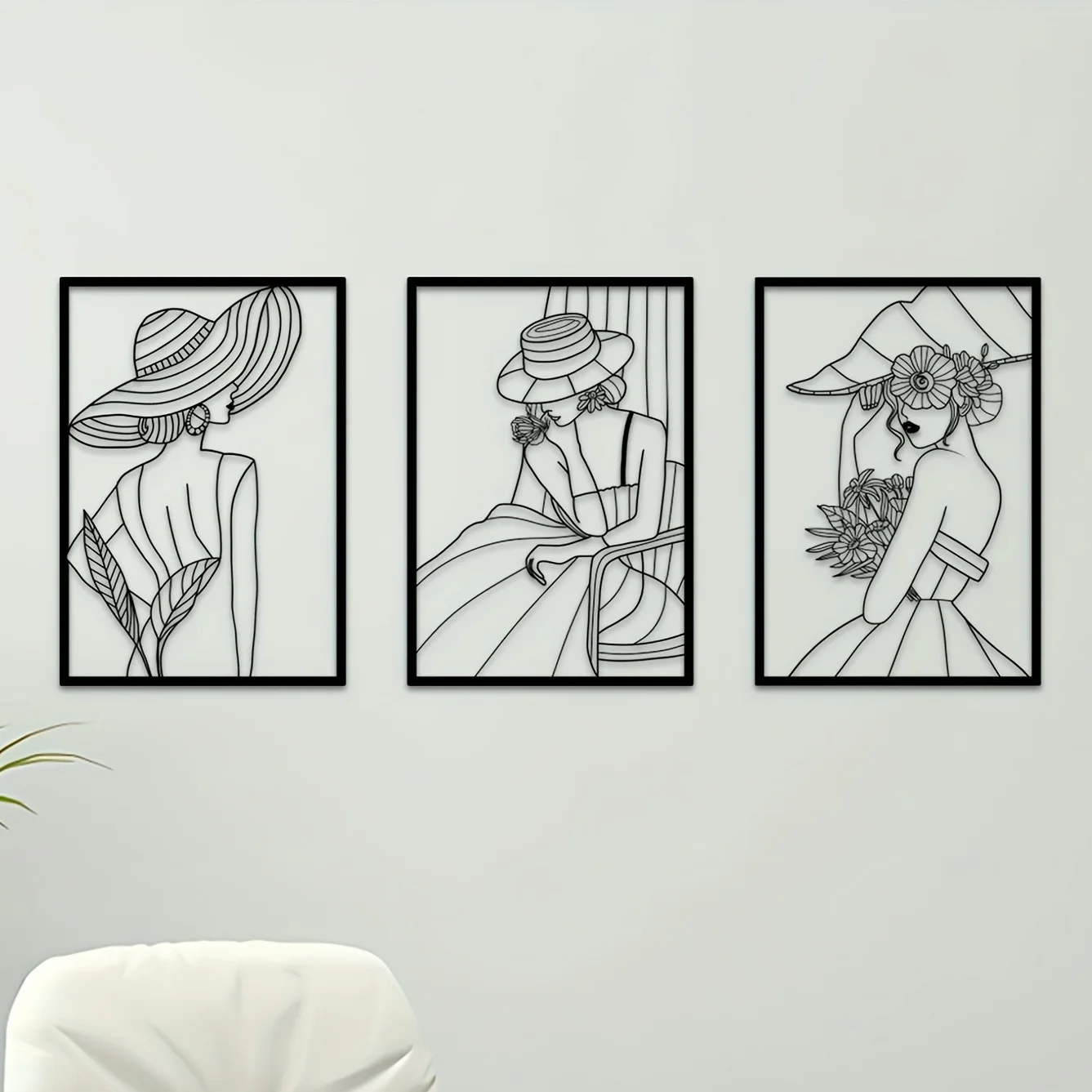 3 Pcs Fashion Lady Metal Wall Decor Vintage Ladies Wall Art Modern ...