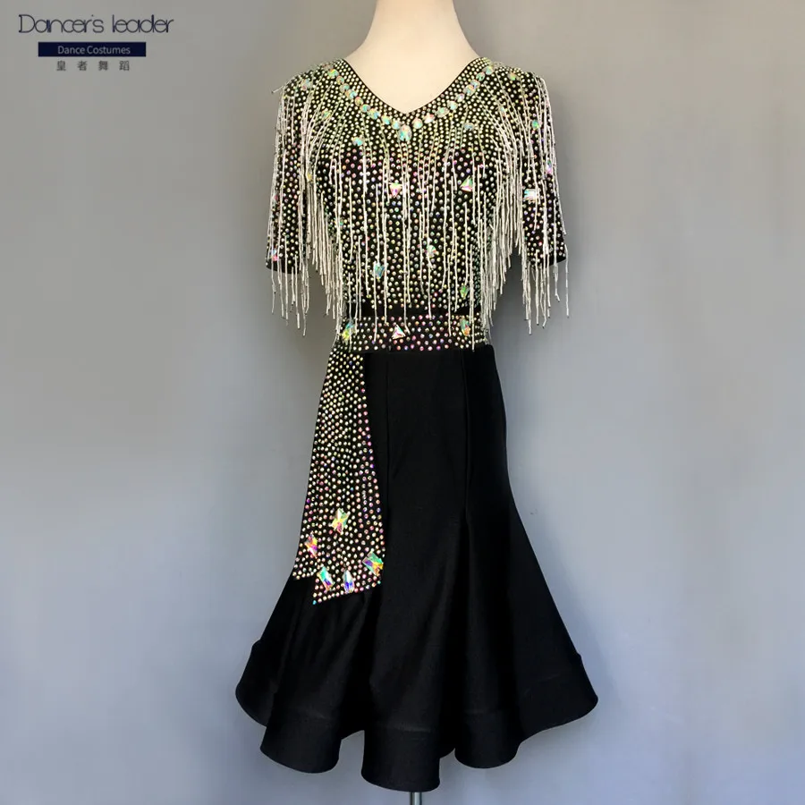 Latin Dance Dress High-end Customized Streamer Catkins Sequins ...