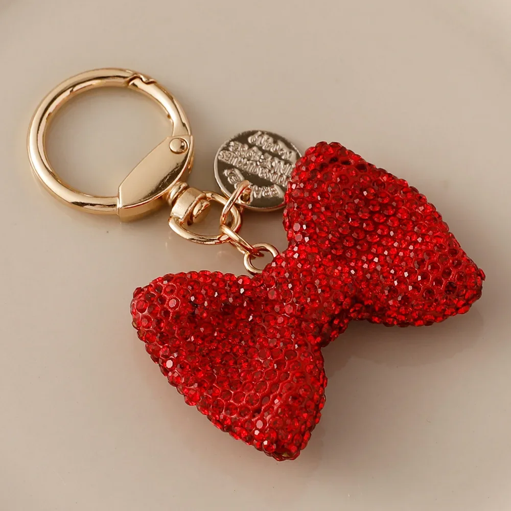 Creative-Red-Color-Full-Rhinestone-Bow-Key-Chains-Couple-Fashion-Car ...