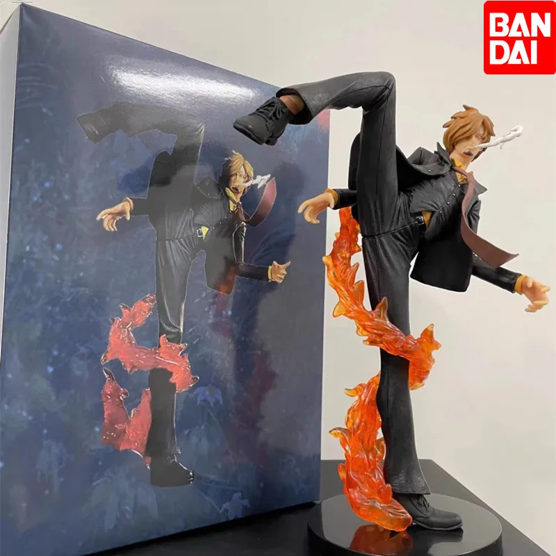 25CM Anime One Piece Sanji Black Leg Fire Battle Version Figures ...