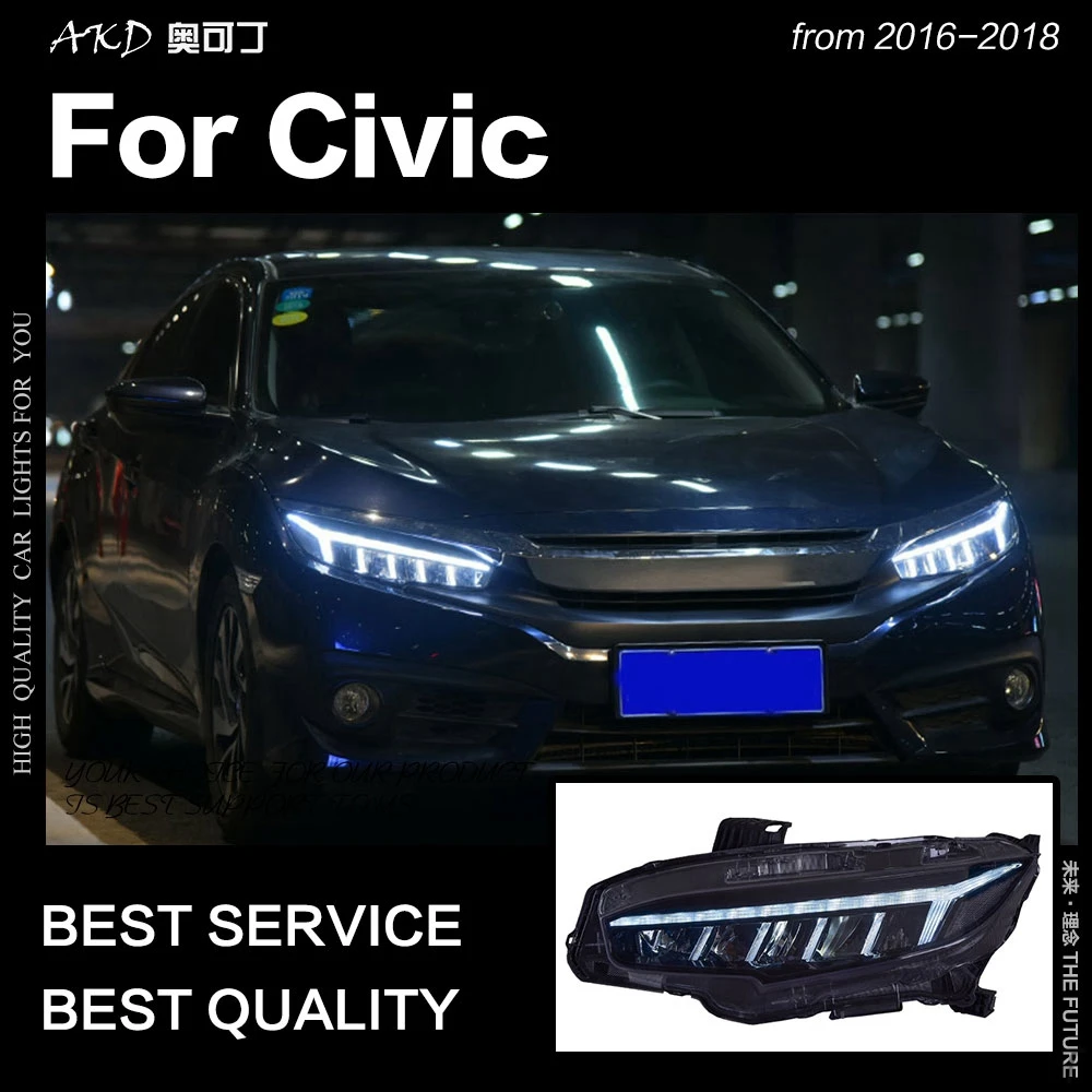 Car-Front-Headlights-for-Honda-Civic-2016-2018-All-LED-DRL-Dynamic ...