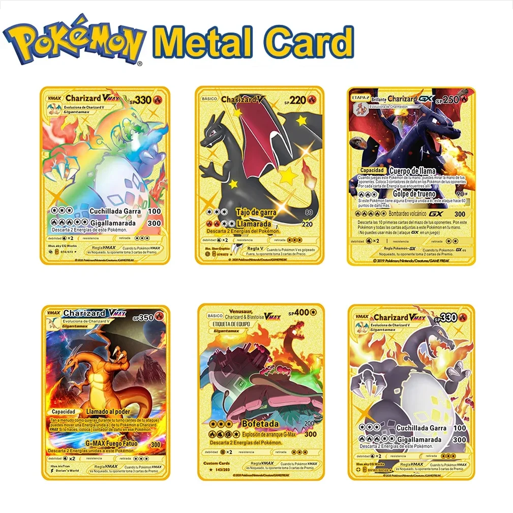 Pokemon-English-Metal-Card-Anime-Charizard-Mewtwo-Blastoise-Vmax-Shiny ...