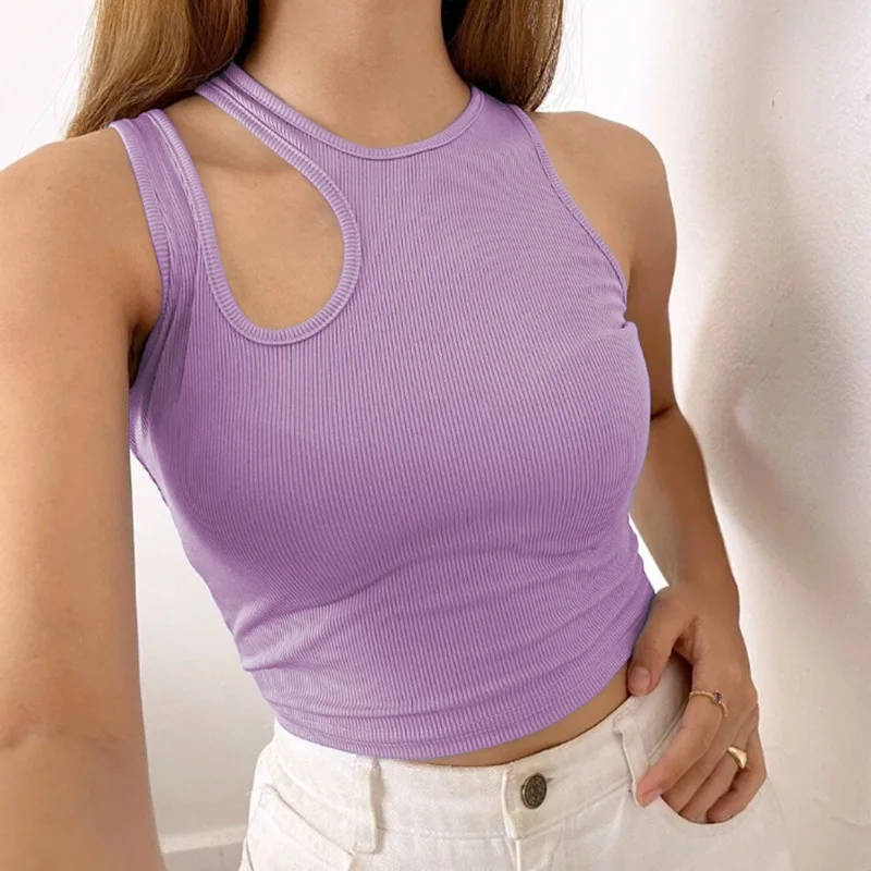 New-Summer-Sleeveless-Round-Neck-Vest-Top-Women-s-Ribbed-Crop-Slim ...