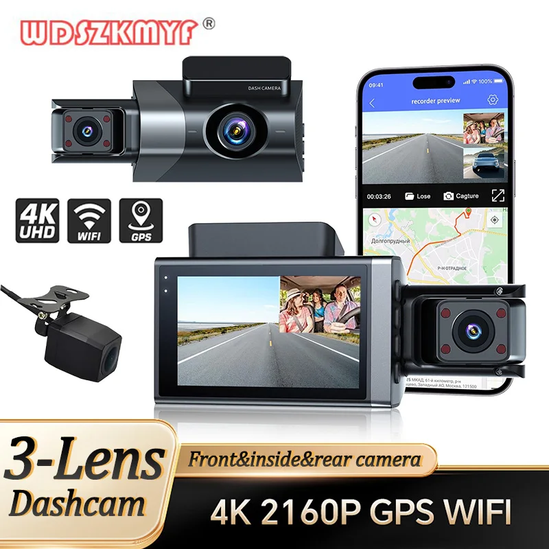 3Channel-4K-Dash-Cam-for-Cars-Car-DVR-WIFI-GPS-Video-Recorder-Front ...