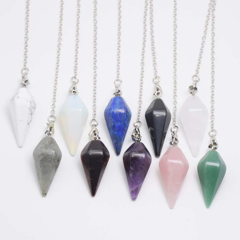 Natural-Stone-Quartz-Healing-Pendulum-for-Spiritual-Divination-Cone ...