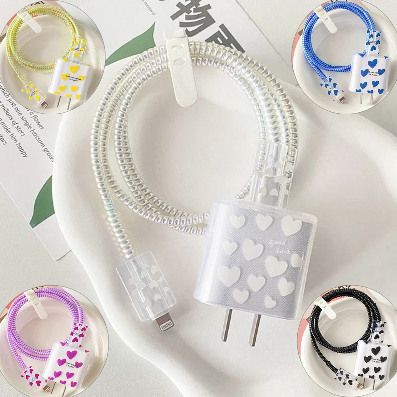 Colorful-Heart-Case-For-Apple-18W-20W-US-Fast-Charger-Head-Cover-For ...