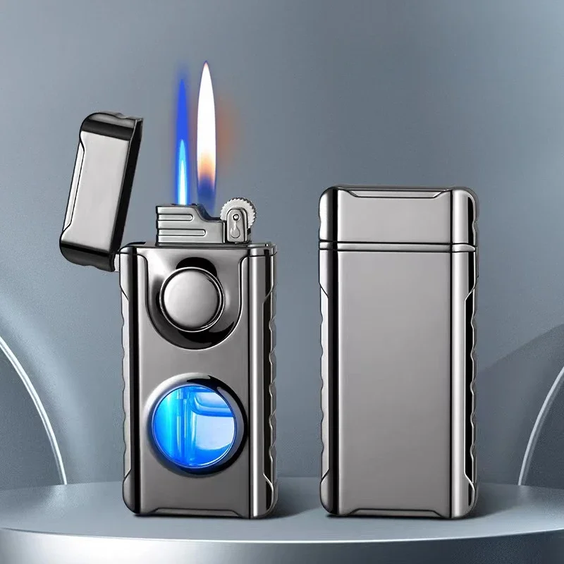 Double Tube Lighters for Men, Flash Visible Gas Cigar Lighter ...