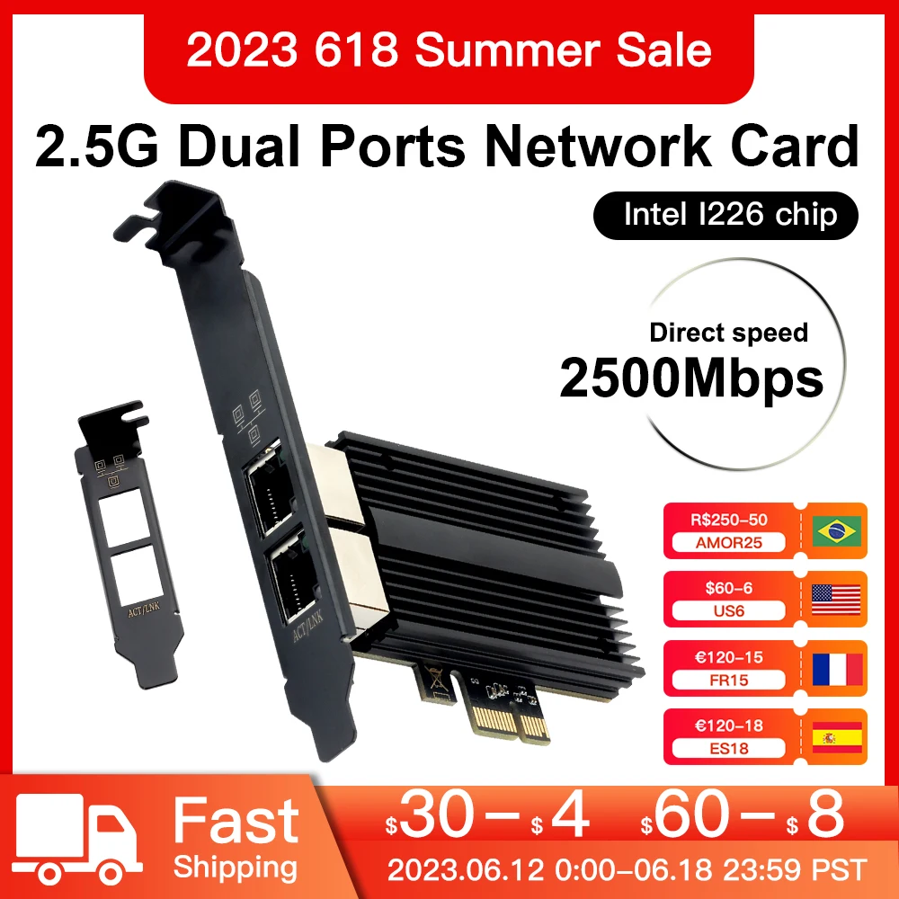 2500mbps Pcie To Rj45 Intel I225 Network Card 2.5g Gigabit Ethernet ...