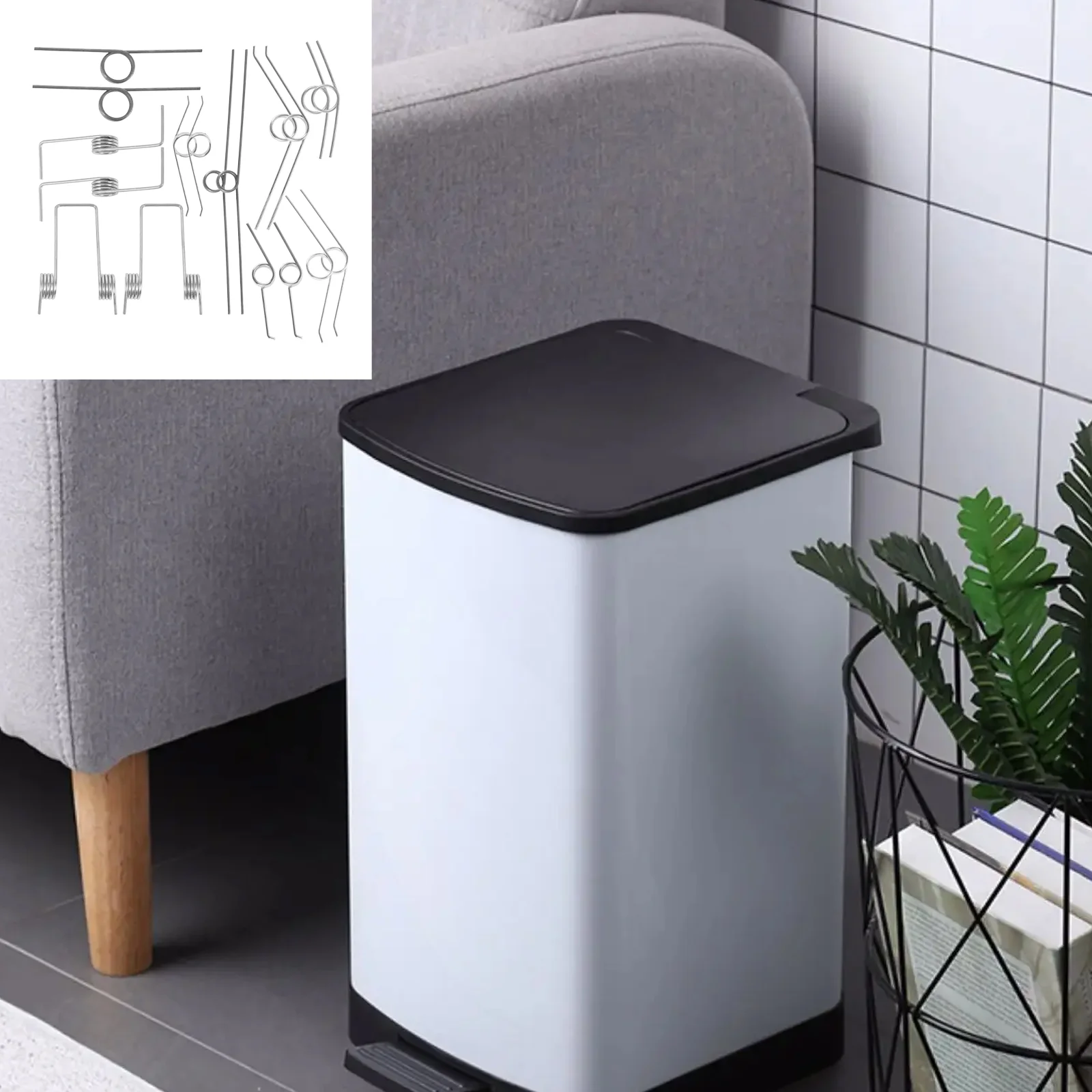 18-Pcs-Trash-Can-Spring-Lid-Torsional-Replace-Wire-Springs-Parts ...