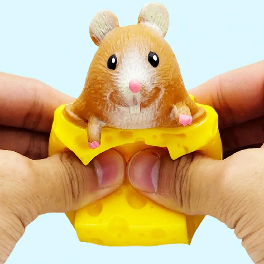 Fun Pop up Funny Mouse And Cheese Block Squeeze Anti-stress Toy Hide ...
