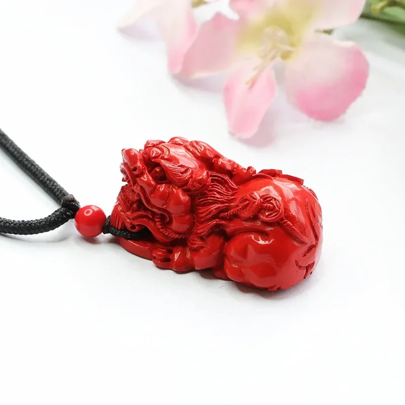 Cinnabar Pixiu Pendant Vintage Designer Red Gift Chinese Gifts for ...