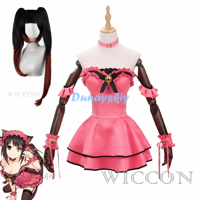 Anime-Date-A-Live-Tokisaki-Kurumi-Cosplay-Costume-Sexy-Pink-Cat-Maid ...