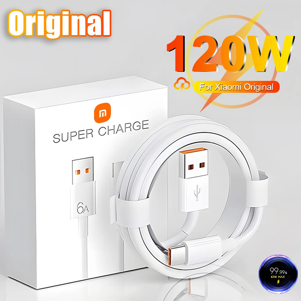 Original For Xiaomi 120W USB Type C Cable Tipo 6A 67W Turbo Fast ...