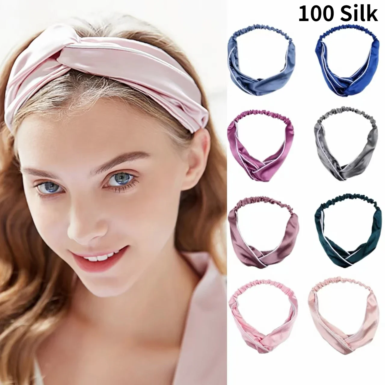 100% Natural Silk Hair Band 19 Momme Pure Silk Twist Turban Headband ...