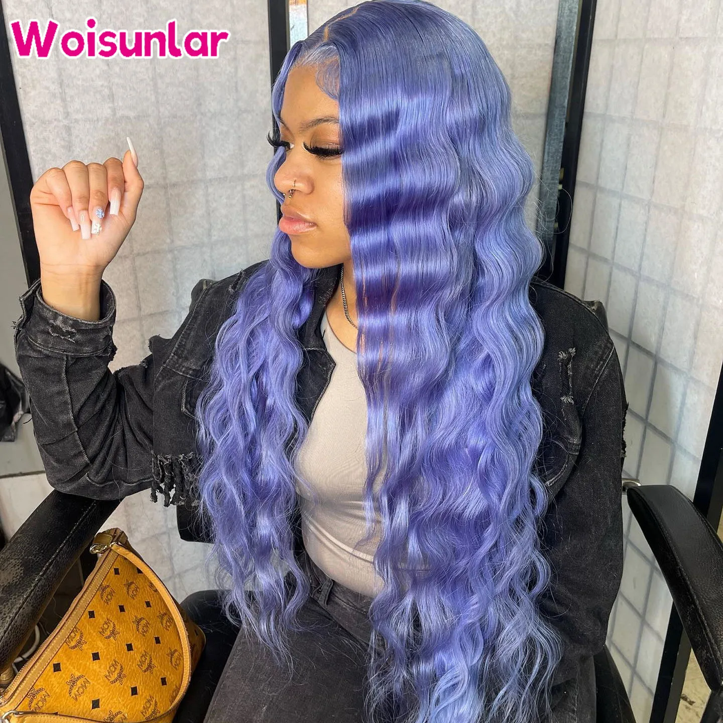 Pelucas-de-cabello-humano-con-encaje-frontal-Morado-para-mujer-cabello ...