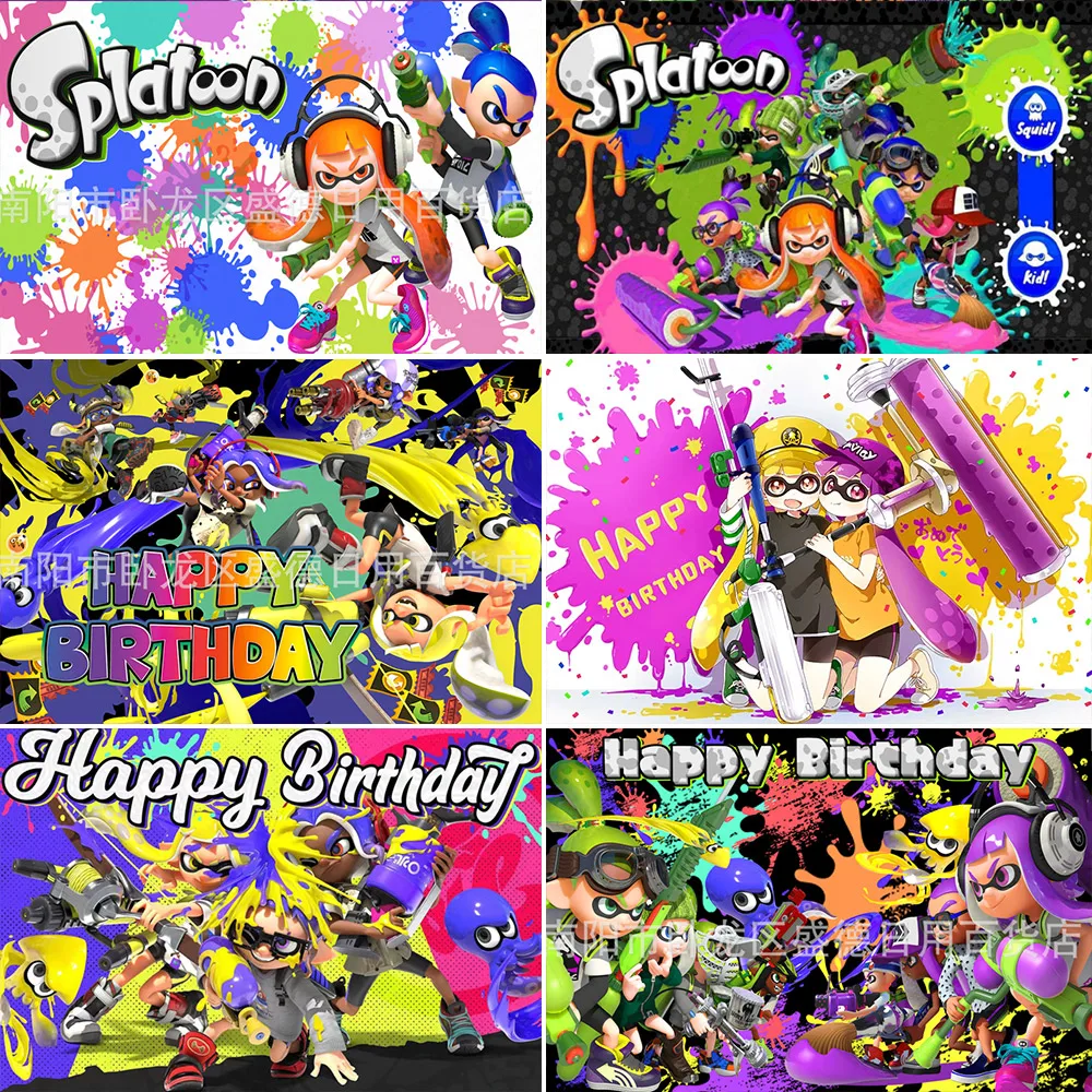 Splatoon-Cartoon-Game-Party-Backdrop-Decoration-Kids-Birthday ...