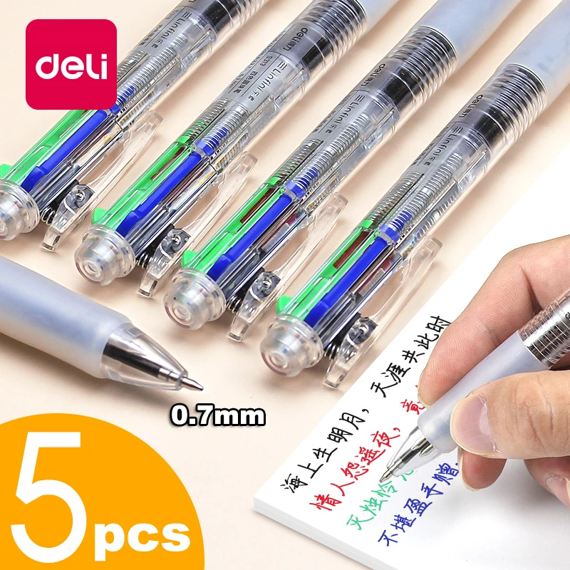 Deli Multicolor Pens 4 in 1 Ballpoint Pen 0.7MM Color Ink Refill for ...
