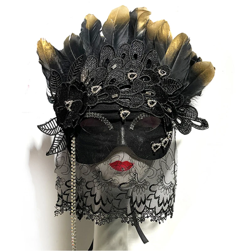 Girls-Cosplay-Mask-Make-Up-Party-Feather-Lace-Full-Face-Masks-Custom ...