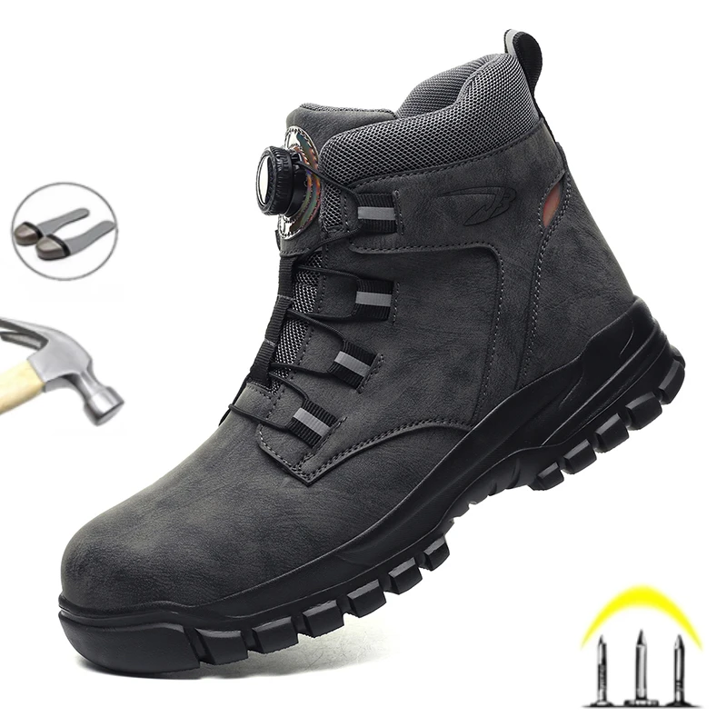New-2024-Fashion-Waterproof-Rotating-Button-Work-Sneakers-Safety-Boots ...
