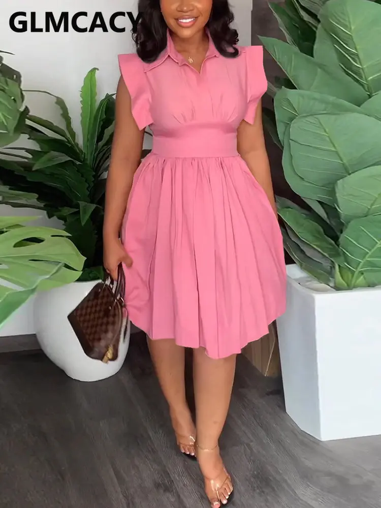 Line Solid Women Dress | Turn Collar Dress | Line Collar Dress - Women ...