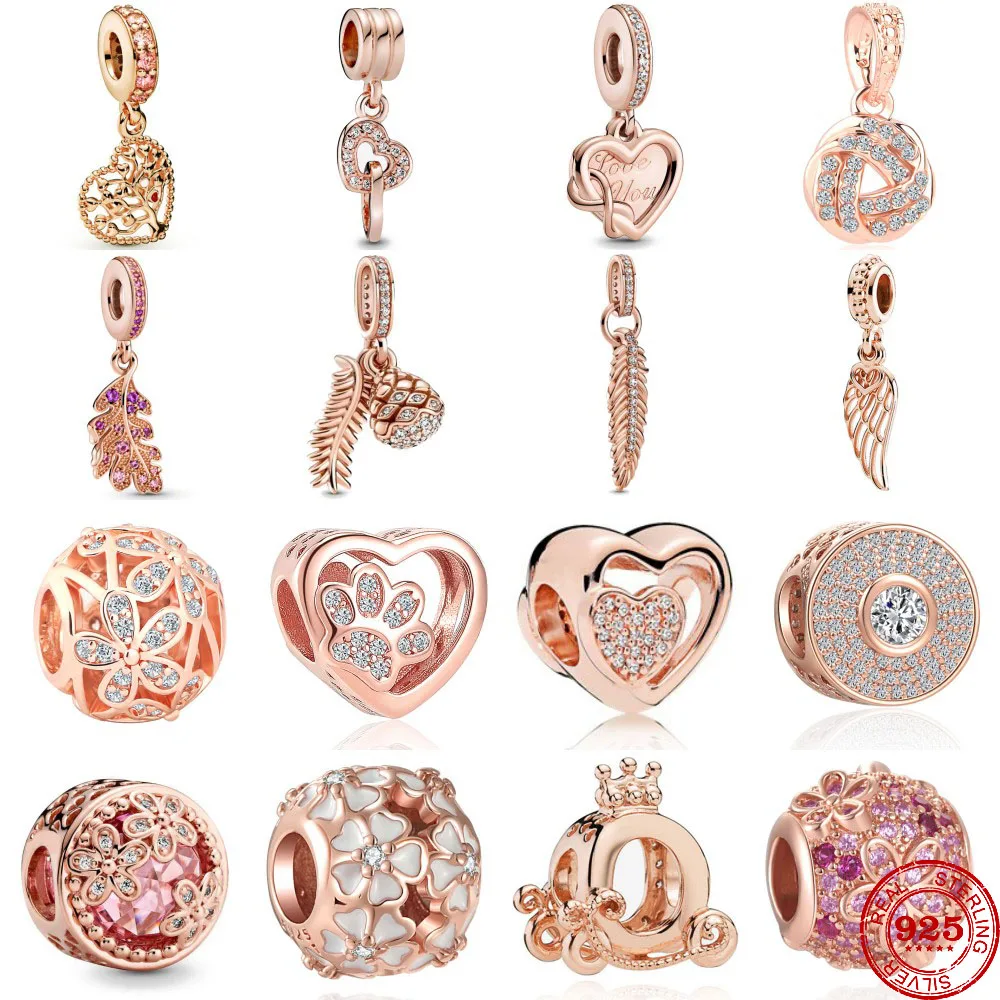 New-925-Sterling-Silver-Leaf-Sparkly-Zircon-Surrey-Charm-DIY-Dangle ...