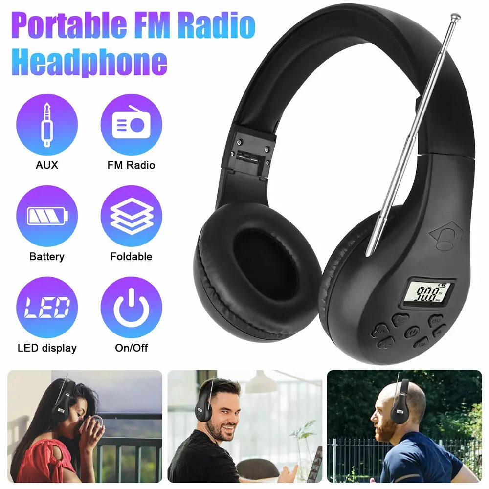 FM-Headphone-Radio-Receiver-Stereo-Headset-Radio-Earphone-Receiver-For ...
