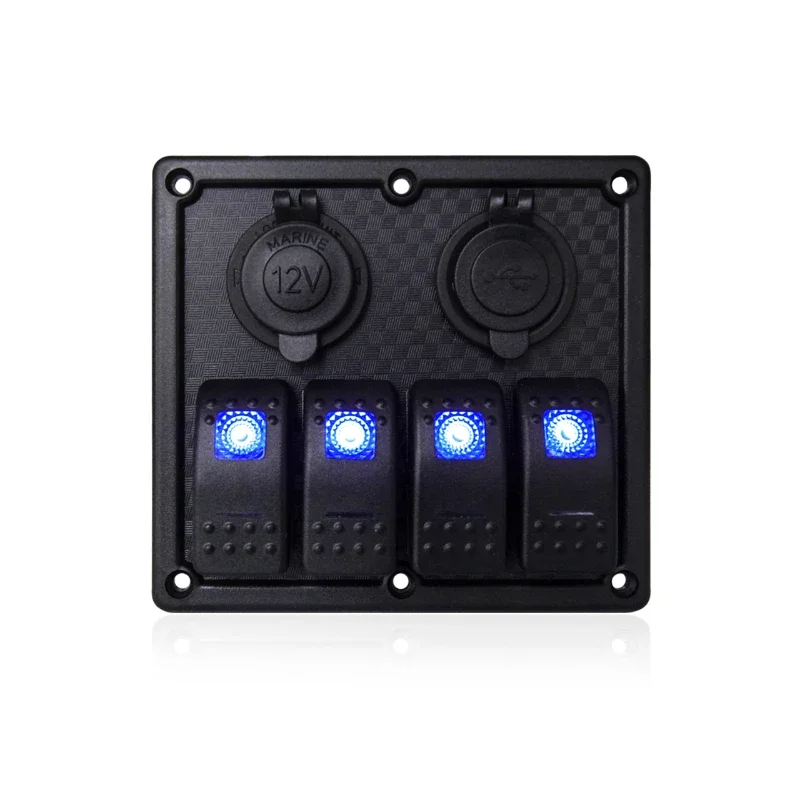 Aluminum-Marine-Switch-Panel-4-Gang-RV-Vehicle-Electrical-Switch-Panels ...