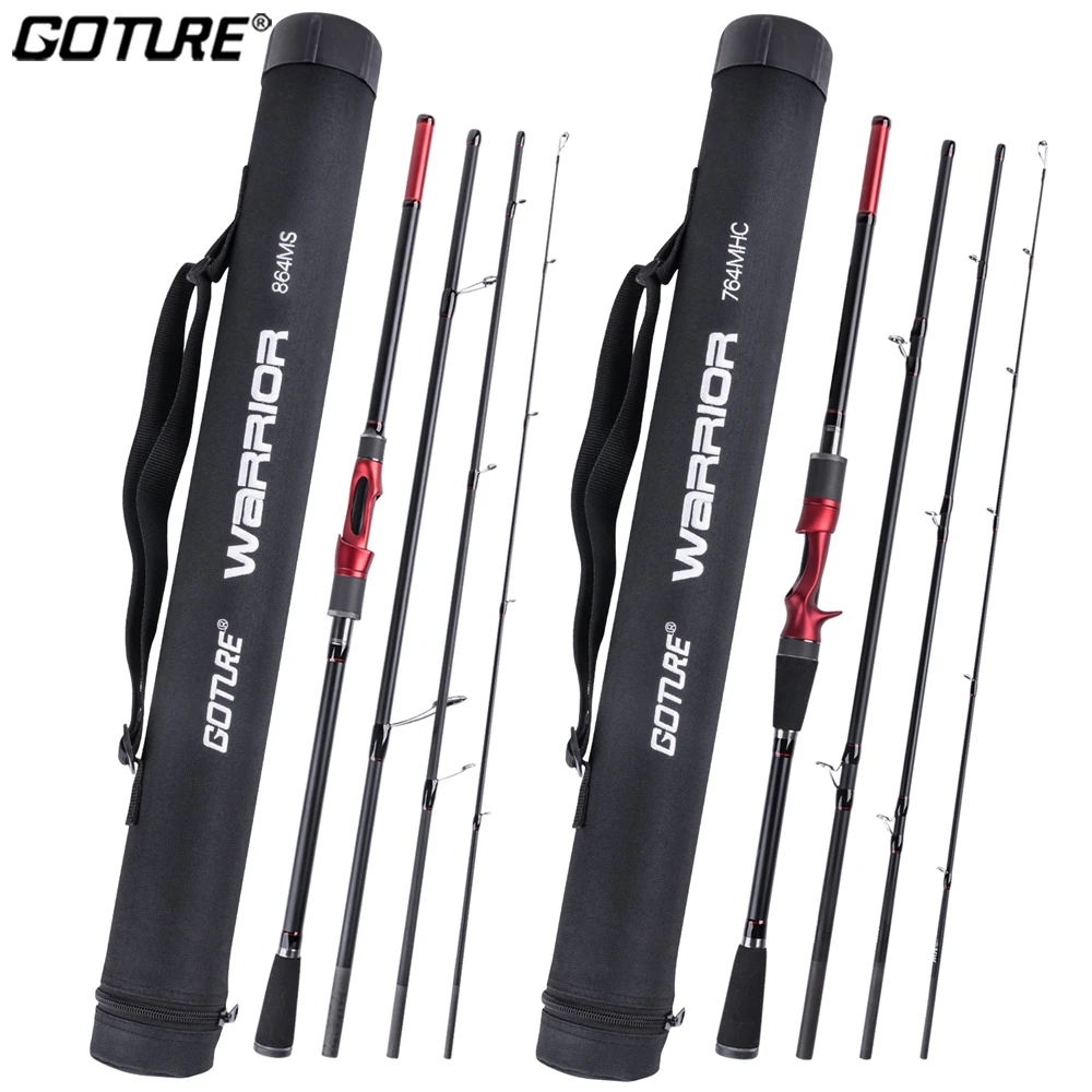Goture Warrior Spinning Casting Fishing Rods Carbon Fiber 4 Sections ...
