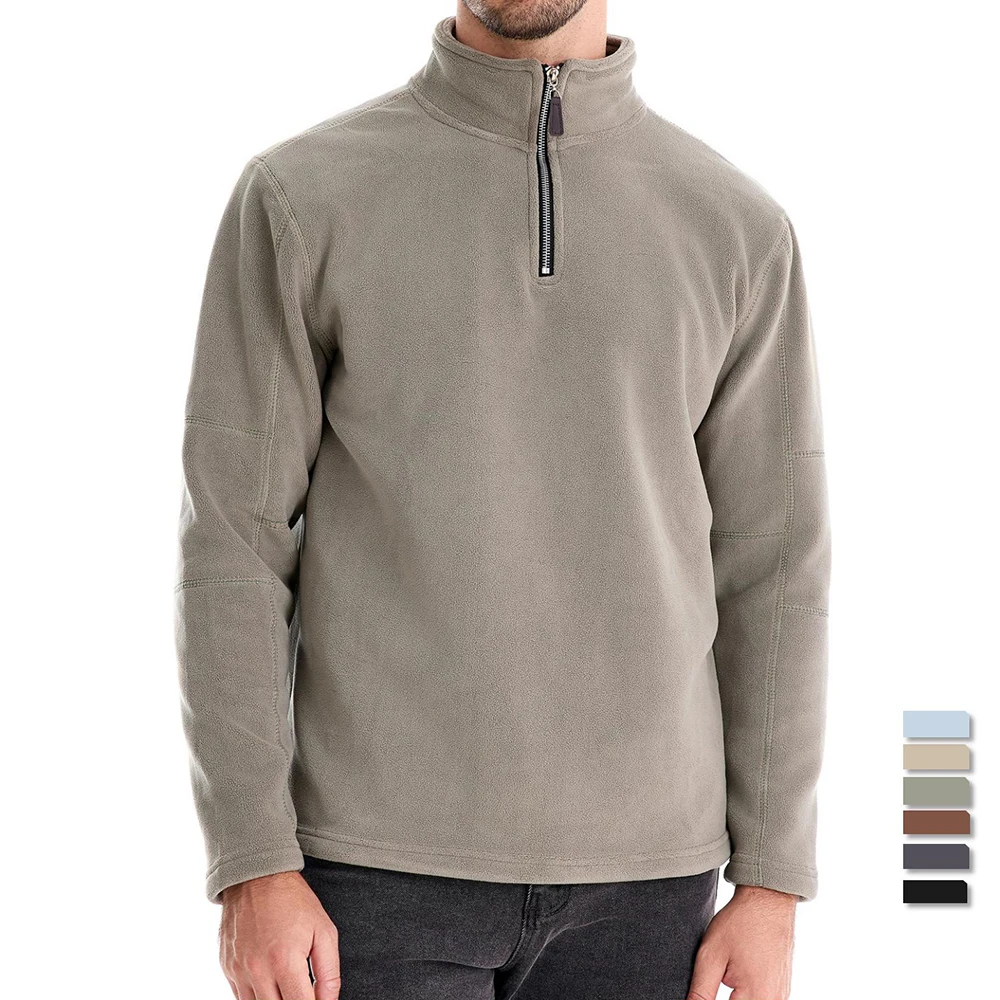 AIOPESON-Mens-Thicken-Warm-Fleece-Sweatshirt-Jacket-Quarter-Zipper-Mock ...