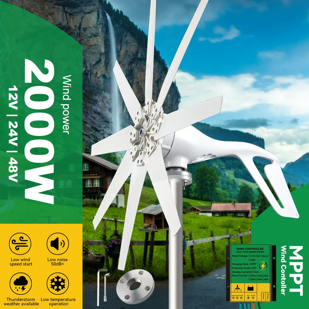 2000W-Small-Windmill-Turbine-Generator-Power-2kw-8-Blades-12v-24v-48v ...