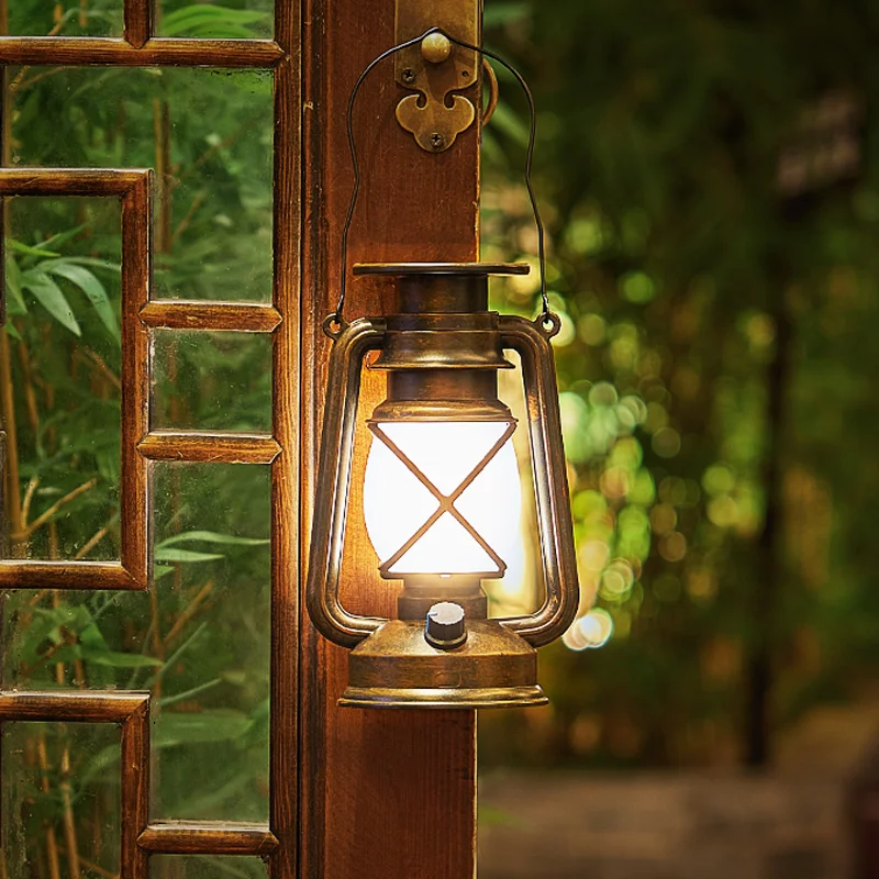 Retro Outdoor Camping Kerosene Lamp Portable Lantern Remote Control ...