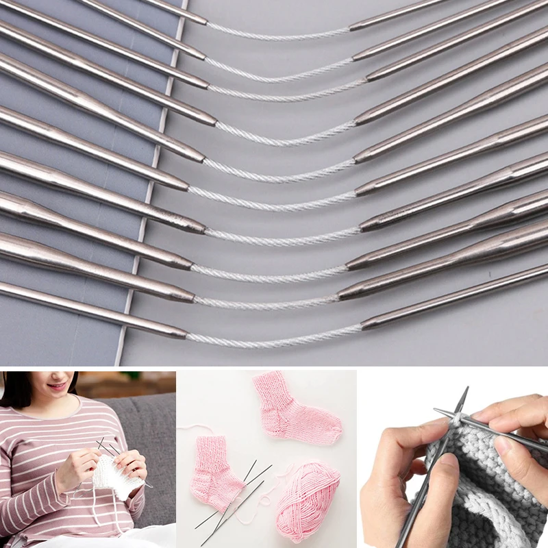 Short-Circular-Hand-Knitting-Needle-Stainless-Steel-Knit-Tool-Crochet ...