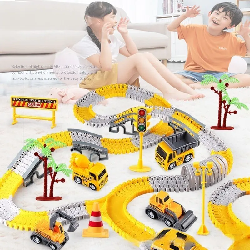Children-Electric-Rail-Car-Set-Construction-Race-Tracks-Flexible-Track ...