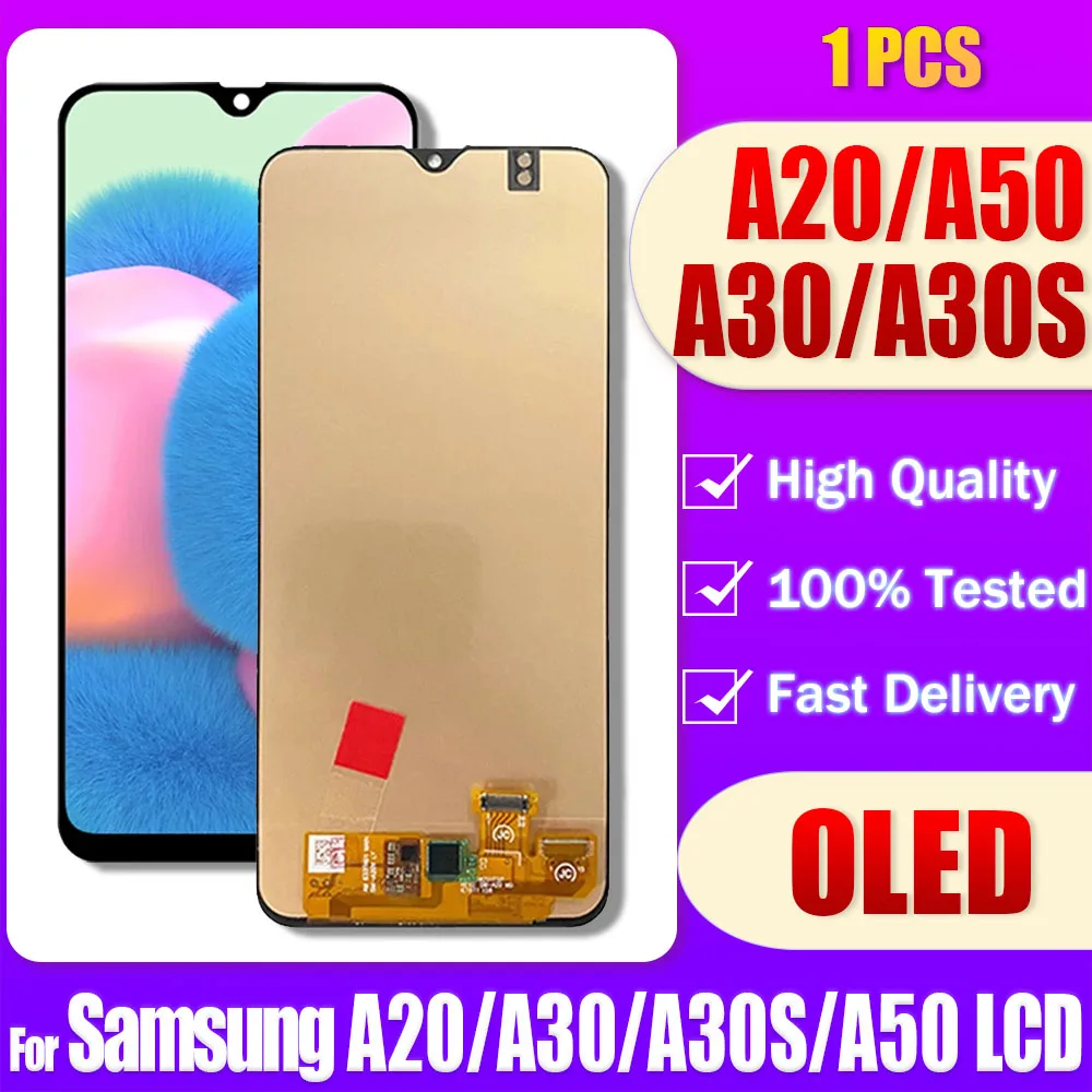 100% Test Oled Display For Samsung a30 LCD A305 A20 A50 A30S LCD ...